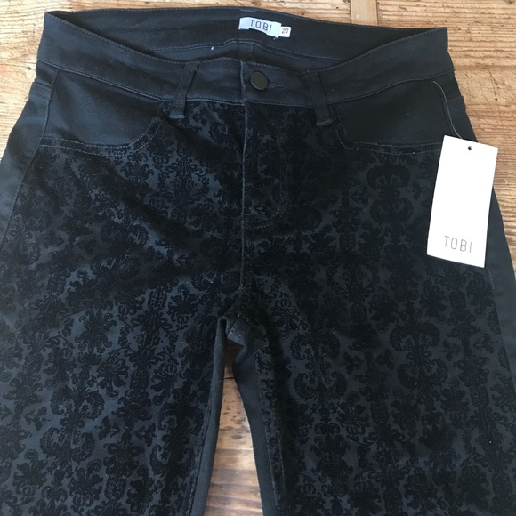 Tobi | Jeans | New Tobi Black Velvet Print Jeans Size 27 | Poshmark
